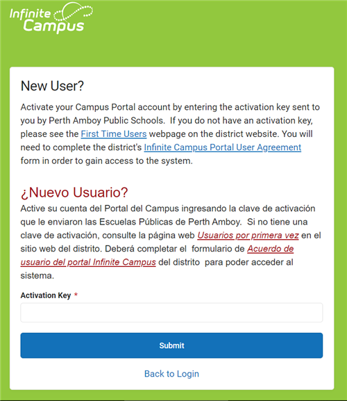 Parent Portal Information / Parent Portal : Enter Activation Key